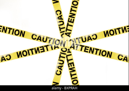 Gelb schwarz Vorsicht Warnung Band Ankündigung Zeichen Rahmen ...