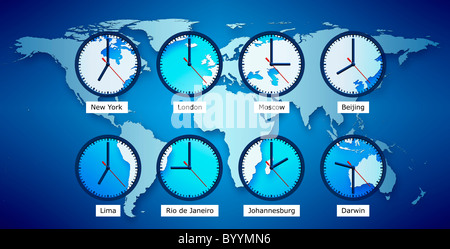 Welt Zeitzonen Karte Stockfotografie - Alamy