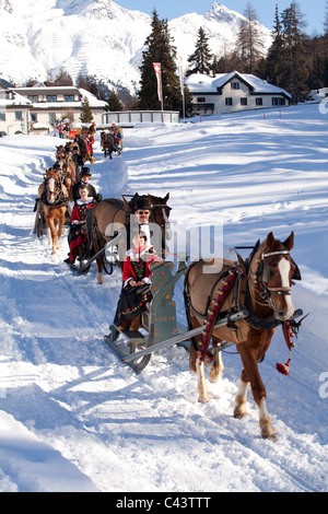 Tradition, Engadin, Folklore, Graubünden, Graubünden, Pferd, Schnee ...