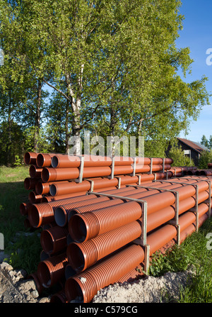 Brown-PVC-Rohre in Baustelle gestapelt Stockfoto, Bild: 31257047 - Alamy