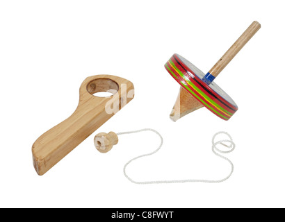 Vintage Holz Kreisel mit Griff und Schnur Kordel - Pfad enthalten ...