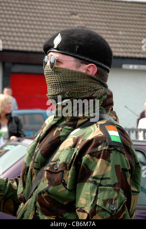 A member of the Real Irish Republican Army (RIRA) group reads out a ...
