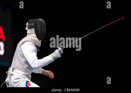 Die Florett Fechten bei den Olympischen Test-Event, der Londoner ExCeL ...