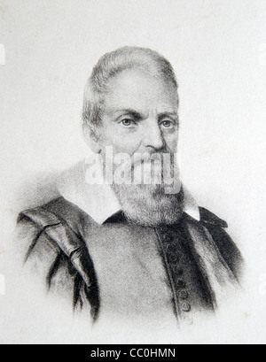 Galileo Galilei 1564 1642 italienischer Astronom Mathematiker Naturphilosoph Gravur ...