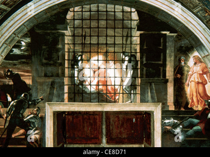 Die Befreiung des Hl. Petrus; Fresko von der italienischen Hochrenaissance Artist (Raphael ...