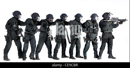 Polizei, SWAT-Team. Polizeiliche Spezialeinheit, Kämpfe gegen schwere ...