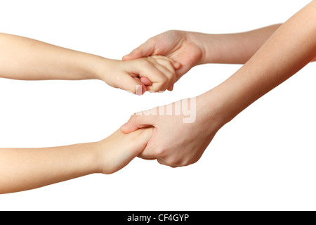 Kinder halten einander die Hände. Gruppe von fröhlichen, lachenden ...