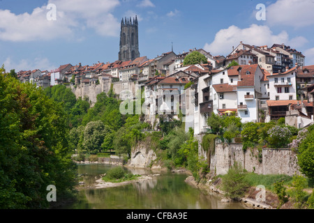 Saane-Fluss in Fribourg, Kanton Freiburg, Schweiz, Europa ...