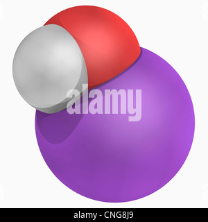 Natriumhydroxid. Molekülmodell der ätzenden metallic base Natronlauge ...
