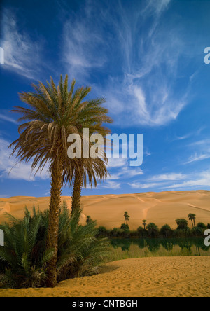 Umm al-Maa See (Ubari Seen), Oase in Idehan Ubari sand Meer, Wüste ...