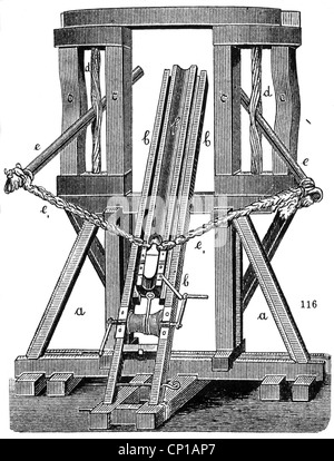 Militär, alte Welt, Waffen, Katapult, Euthytonon (horizontale Waffe), eng, Wiederaufbau, 19 ...