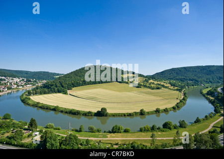 Blick auf den Neckar und Neckarsteinach aus Hinterburg Burg, Hessen ...