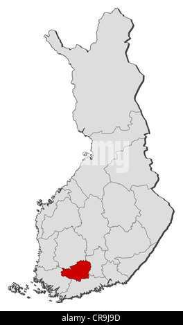 Tavastia proper, Region von Finnland. Farbige Höhenkarte mit Seen und ...