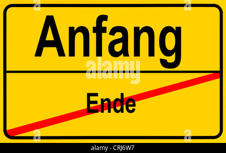 Stadt zeichen Anfang/Ende, Anfang/fin, Deutschland Stockfotografie - Alamy