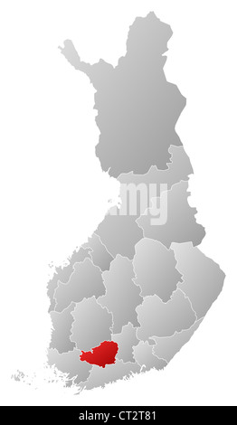 Tavastia proper, Region von Finnland. Farbige Höhenkarte mit Seen und ...