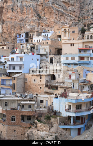 Malula (Maalula) Dorf mit dem Kloster Mar Sarkis (St. Sergius) auf ...