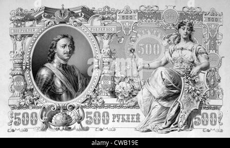 Bild von Zar Peter ich (aka Peter der große) auf 500 Rubel Note, 1912 ...