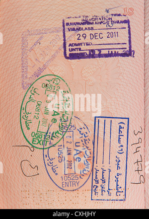 Passstempel für Dubai, Vereinigte Arabische Emirate Stockfoto, Bild ...