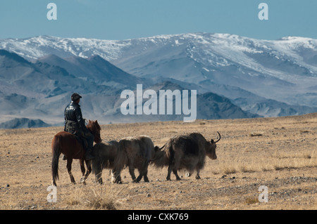 Kasachische mongolischen Reiter Pferd Altai Kasachstan Mongolei Asien ...