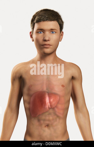 Digitale Illustration eines Pre-Jugendlichen männlichen Kindes zeigt ...