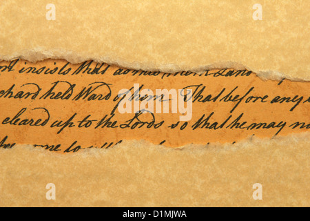 Alte Handschrift auf vergilbten Pergament Stockfotografie - Alamy