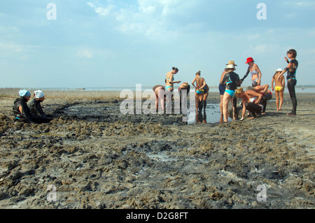 Der Schlamm Kurort Kuyalnik, Odessa, Kuyalnik Mündung, Ukraine ...