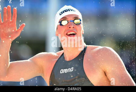 Deutscher Schwimmer Paul Biedermann über seinen Sieg bei den Männern jubelt? s 400m Freistil bei ...