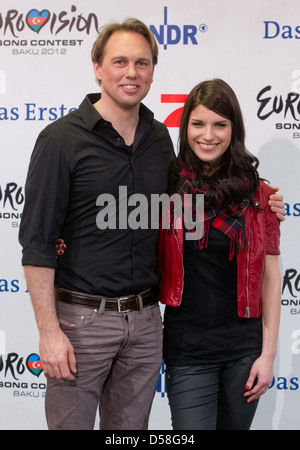 Steven Gaetjen, Sandra Riess bei Pressekonferenz für European Song ...