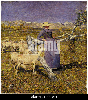 Giovanni Segantini (1858-1899), italienischer Maler. "Bevendo Alla ...