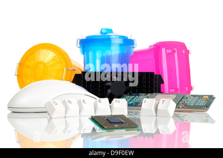 Maus, Computer-Komponenten und Müll Tonnen, Maus, Computer, der Teil ...