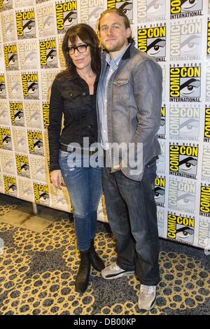 Actors Katey Sagal and Charlie Hunnam attend the premiere Of Warner Bros. Pictures And Legendary ...