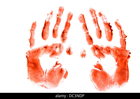 Blutige Hand drucken isolierten auf weißen Hintergrund Stockfotografie ...