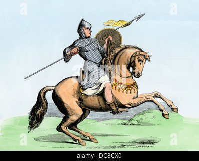 Militär, Mittelalter, Ritter in voller Rüstung, 15. Jahrhundert, Holzstich, 19. Jahrhundert ...