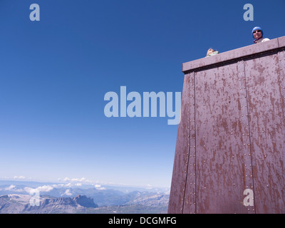 Aussichtsplattform auf der Aiguille du Midi, Chamonix-Mont-Blanc, Französische Alpen ...