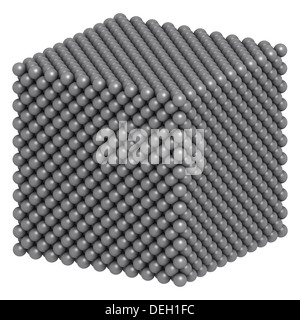 Silber (Ag), Kristallstruktur. Atome werden als Kugeln dargestellt ...