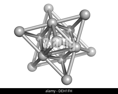 Silber (Ag), Kristallstruktur. Atome werden als Kugeln dargestellt ...