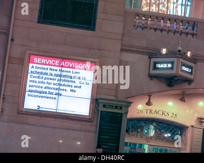 Metro-North Railroad Service Advisory Screen, Grand Central Terminal ...