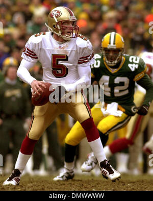 13. Januar 2002; Green Bay, WI, USA; 49ers Derek Smith und Jeff Ulbrich ...