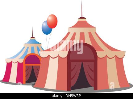 Cartoon-Zirkuszelt isoliert auf weißem Hintergrund Vektor Abbildung ...
