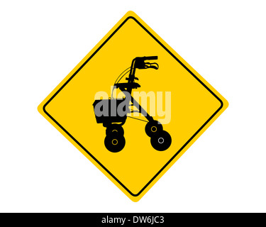 Warnschild mit walking Frame oder Rollator-Symbol Stockfotografie - Alamy