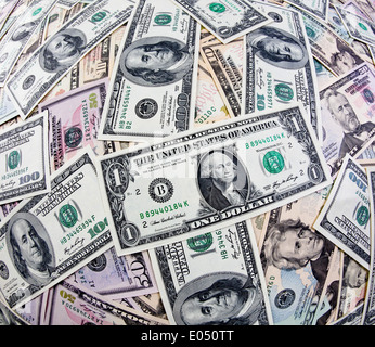Viele US-Dollar von Banknoten. Symbolische Foto Fue Schulden und ...