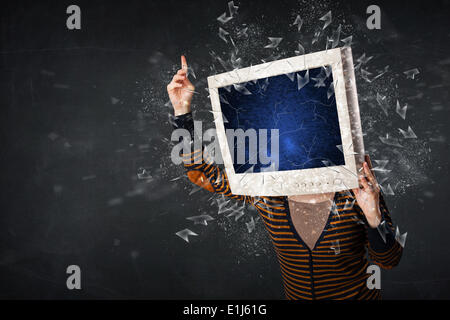 Frau mit bunten Kopf explodiert Stockfotografie - Alamy