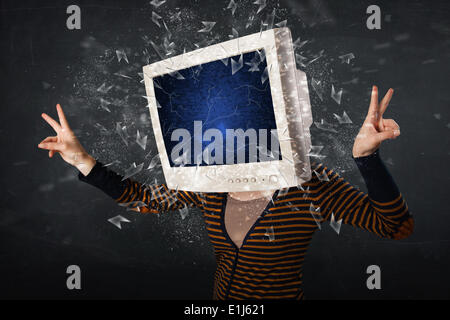 Frau mit bunten Kopf explodiert Stockfotografie - Alamy