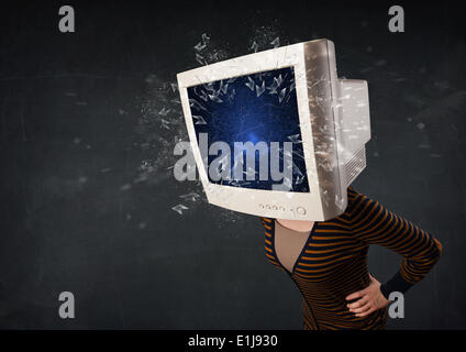 Frau mit bunten Kopf explodiert Stockfotografie - Alamy
