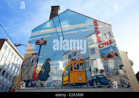 Europa, Belgien, Brüssel, Comic-Strip-Route, Hauswand, bemalt, Cartoon ...