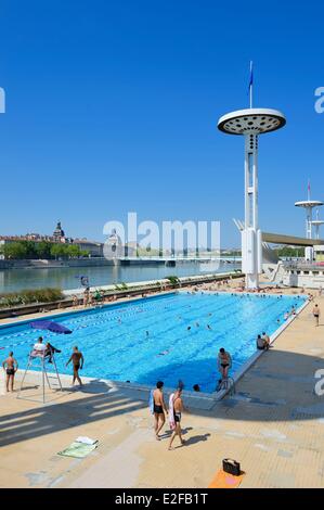 Frankreich, Rhone, Lyon, Quai Claude Bernard auf Rhone, Schwimmbad ...