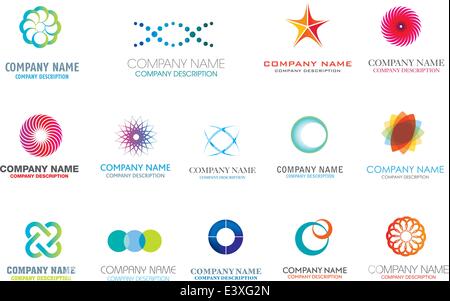 Satz von Firmenlogos Symbole und Beschriftungen Stock-Vektorgrafik - Alamy