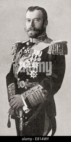 Zar Nikolaus II. von Russland (1868-1918) und seinem Sohn Alexej ...