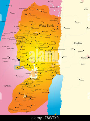 Israels politische Karte mit Hauptstadt Jerusalem, Landesgrenzen, wichtige Städte, Flüsse und ...