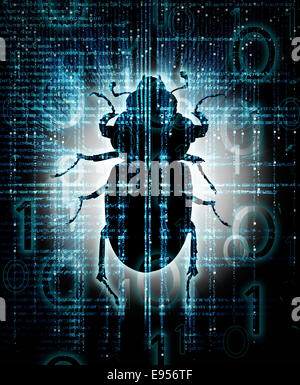 Computer Wurm und Cyber Attack Konzept Abbildung mit Virus Symbol ...